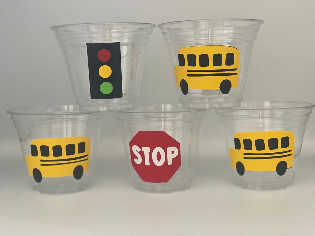 Bus Party Snack Cups, Bus Birthday Party Snack Cups, School Party Snack ...