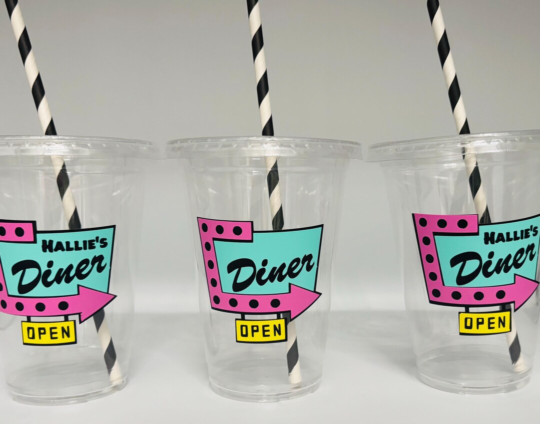 Diner Party Cups, 50's Party Cups, Retro Soda Shoppe Party, Sock Hop ...