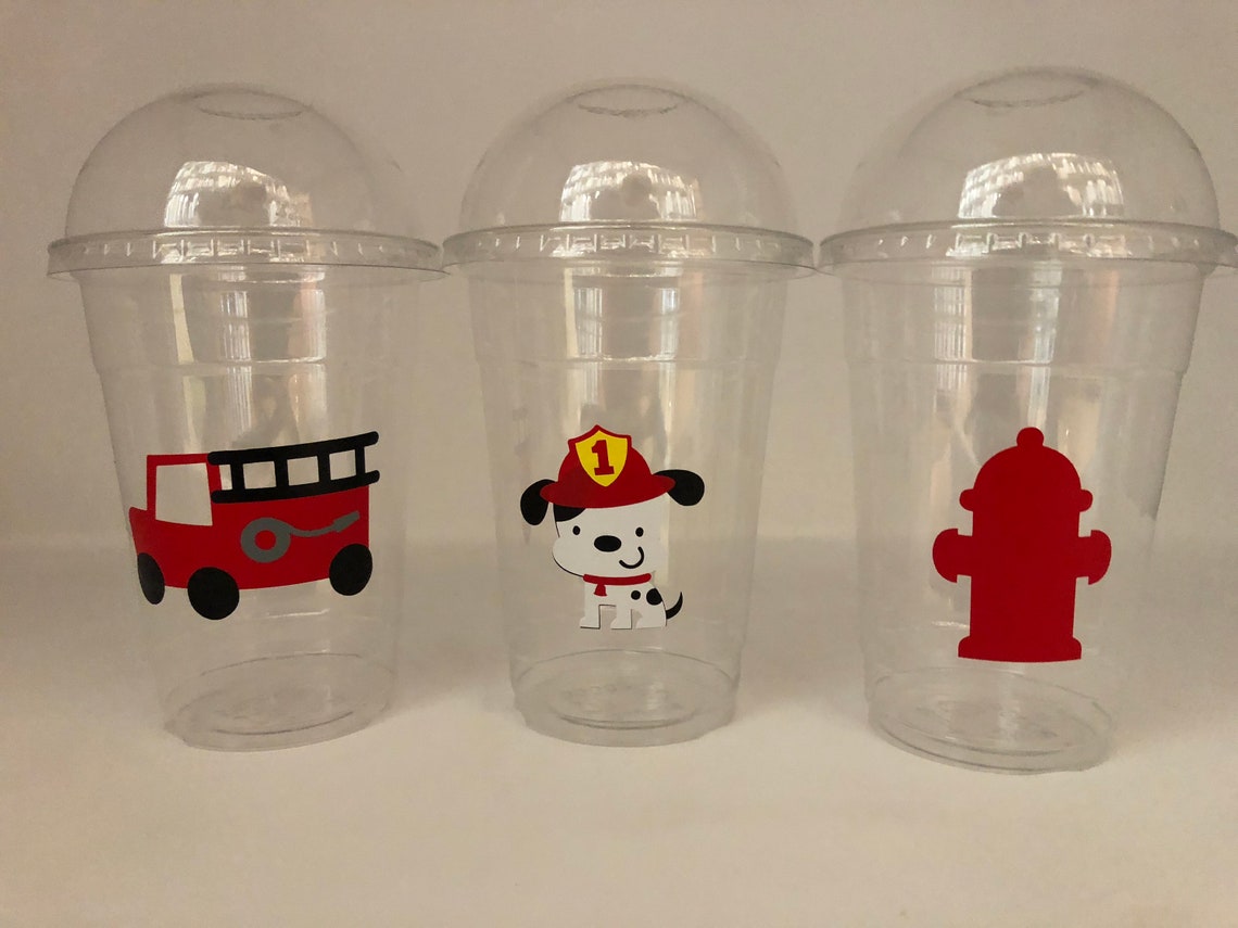 Fireman Party Cups Fireman Birthday Party Cups Firetruck - Etsy