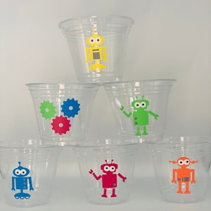 Robot Party Cups, Robot Birthday Party Cups, Robot Party Favors, Robot ...