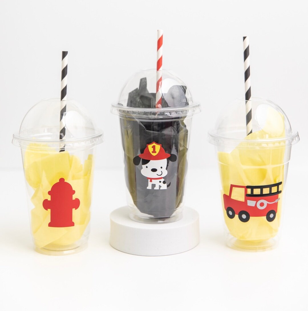 Fireman Party Cups, Fireman Birthday Party Cups, Firetruck Party Cups ...