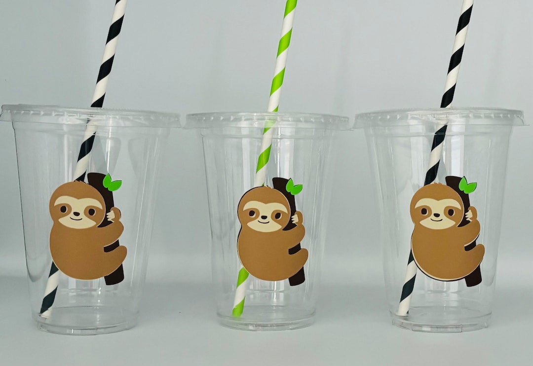 Sloth Party Cups, Sloth Birthday Party Cups, Sloth Baby Shower, Sloth ...