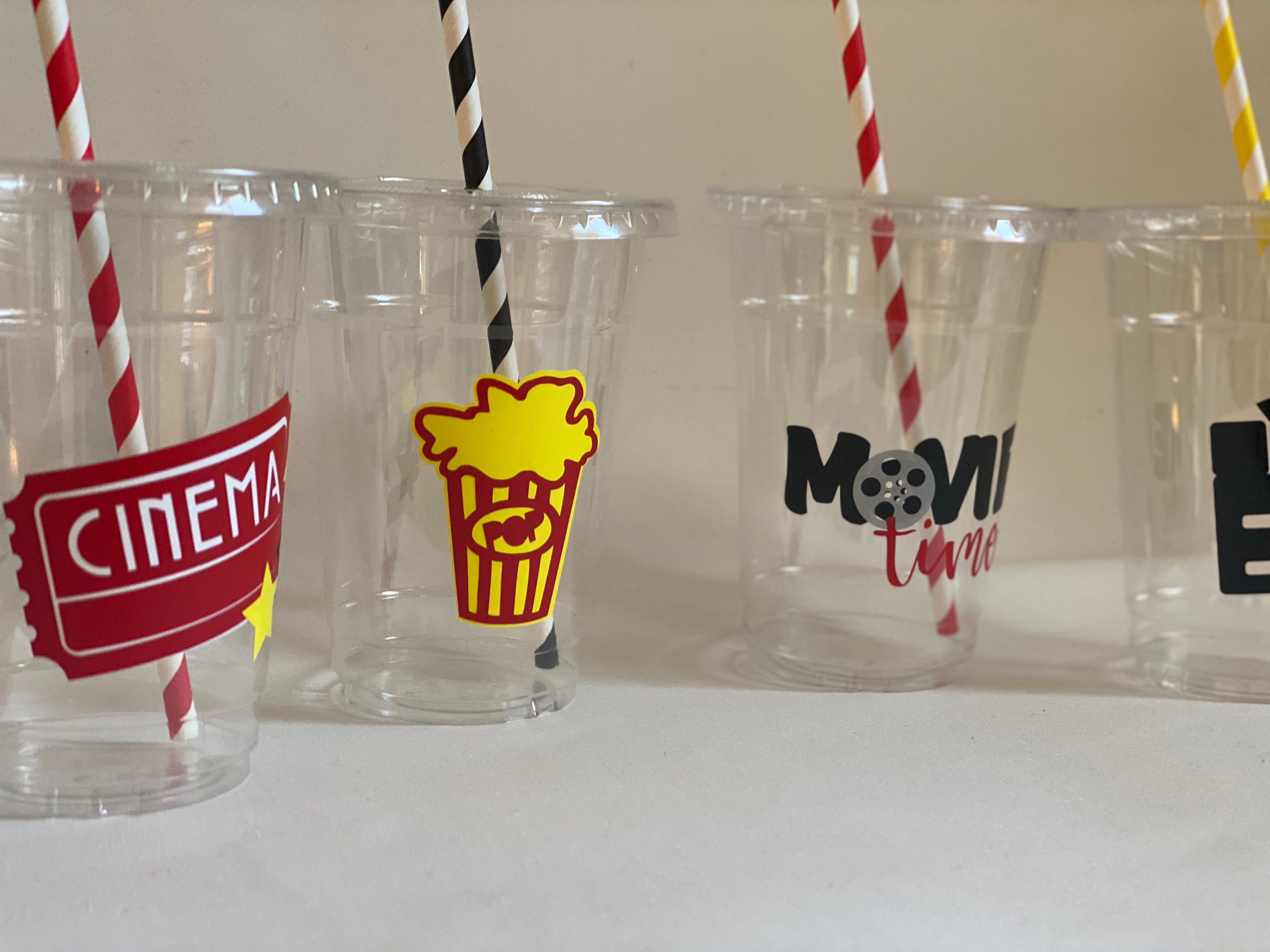 Popcorn Party Cups Movie Party Cups Popcorn Birthday Party - Etsy