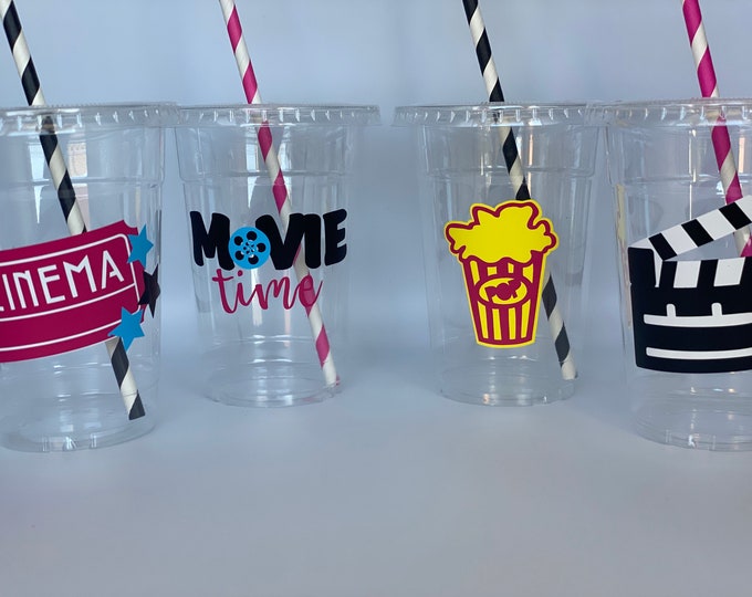MOVIE PARTY CUPS Popcorn Birthday Party Cups Movie Party Favors Popcorn ...