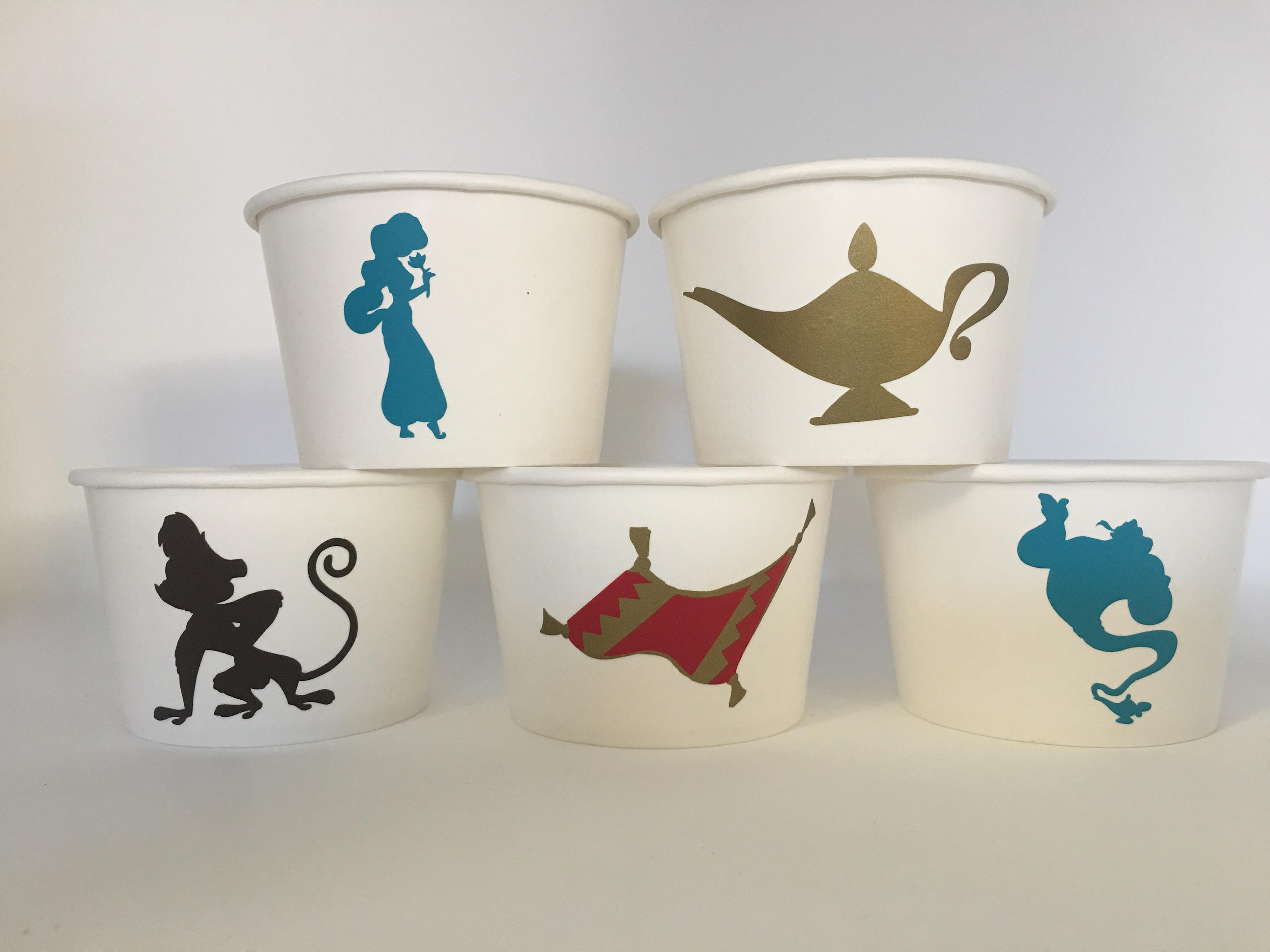 Aladdin Party Snack Cups, Jasmine Party Snack Cups, Aladdin Birthday ...