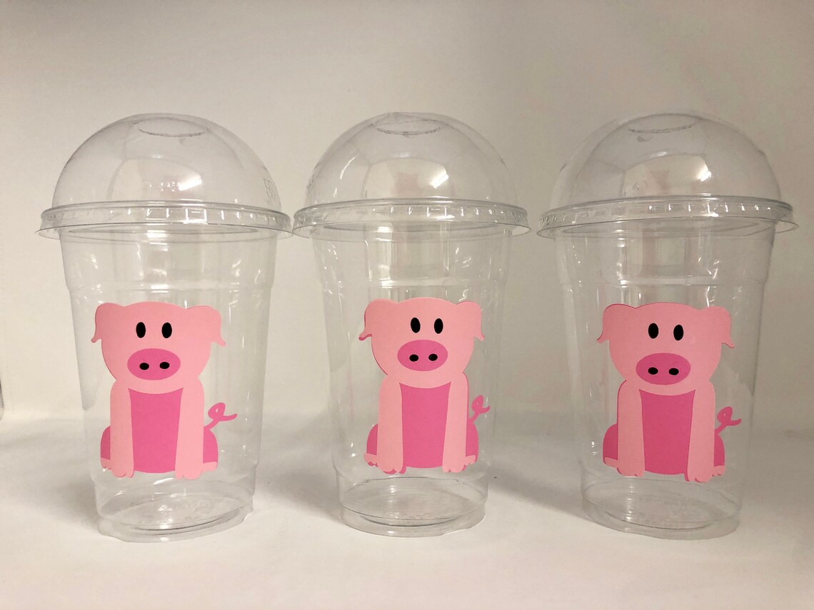 Pig Party Cups Pig Birthday Party Cups Farm Party Cups Pig | Etsy