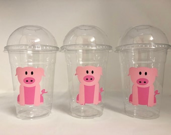 PIG PARTY CUPS Pig Birthday Cups Pig Party Favors Farm Party Cups Pig ...