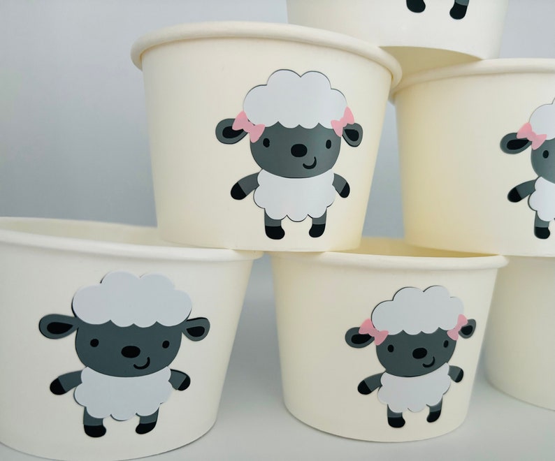 Sheep Party Snack Cups, Sheep Birthday Party, Sheep Baby Shower, Sheep ...