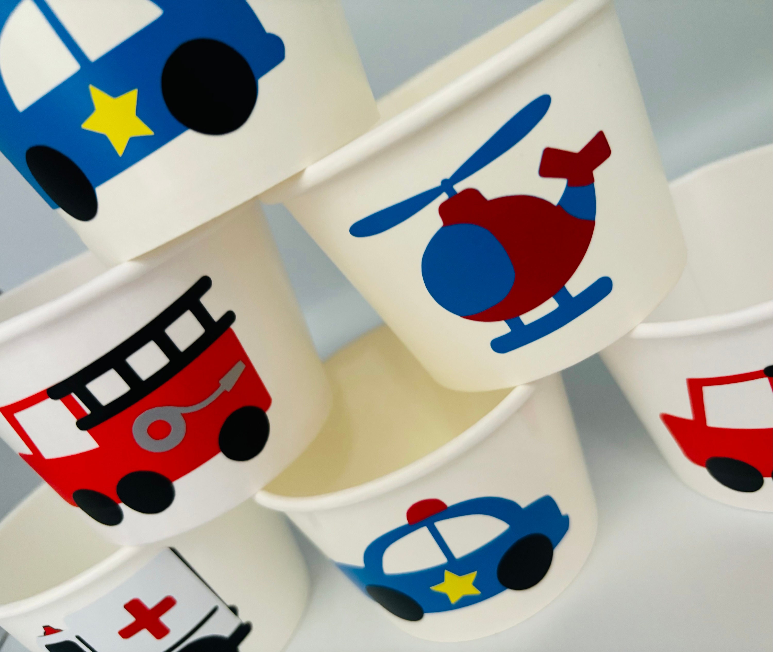 Emergency Party Cups, Emergency Vehicle Birthday Party, Cop Party Cups ...