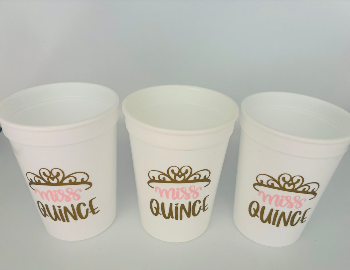 Quinceañera Party Cups, Custom Mis Quince Favors, 16oz Reusable Plastic ...