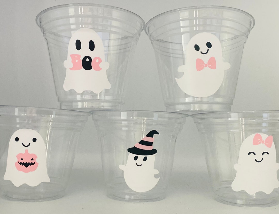 Pink Ghost Party Cups, Halloween Party Snack Cups, Spooky, Scary, Ghost ...