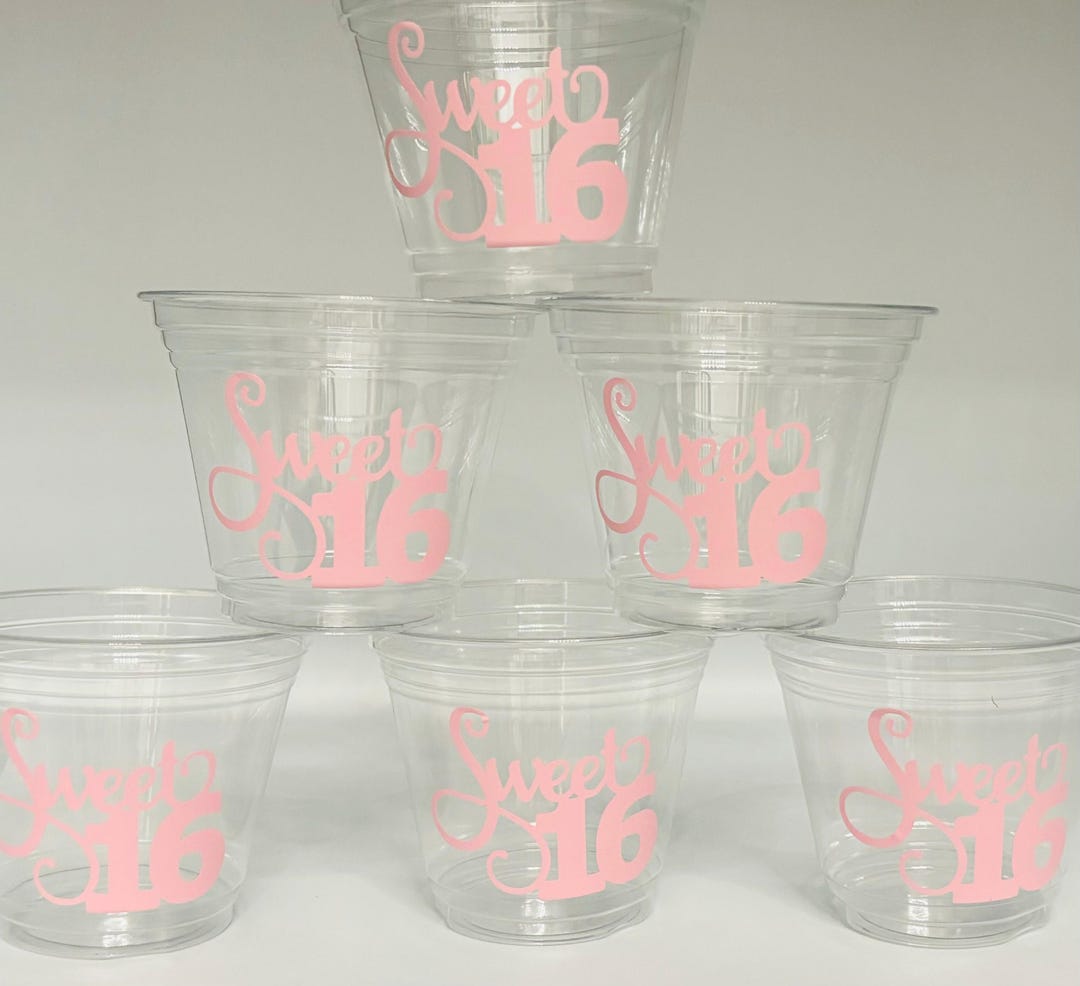 Sweet 16 Party Cups, Sweet 16 Party Supplies, Gold Sweet 16 Party, Teen ...