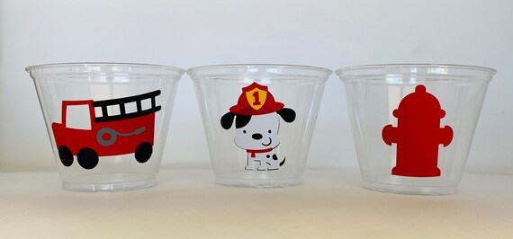 Fireman Party Cups Firetruck Party Cups Fireman Birthday - Etsy