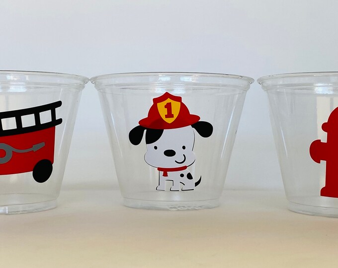 Fireman Party Cups Firetruck Party Cups Fireman Birthday - Etsy