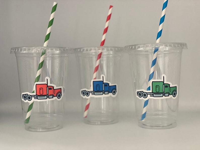 Semi Truck Party Cups Big Rig Party Cups 1st Birthday Work - Etsy