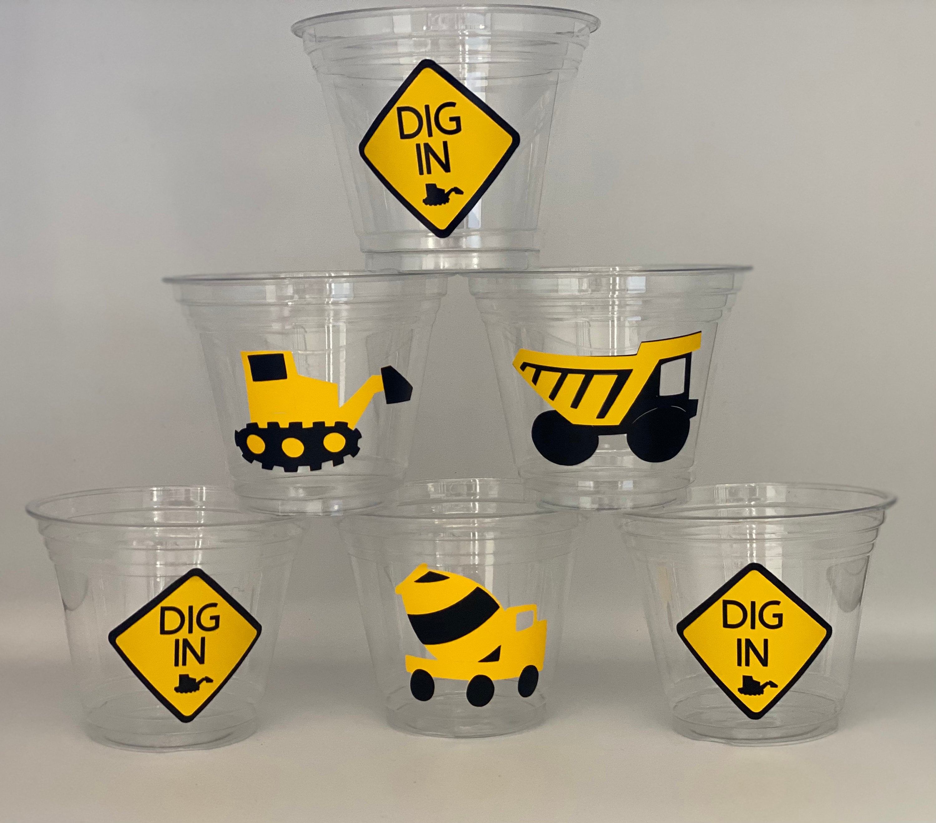 Construction Party Cups Construction Birthday Party Dig in - Etsy