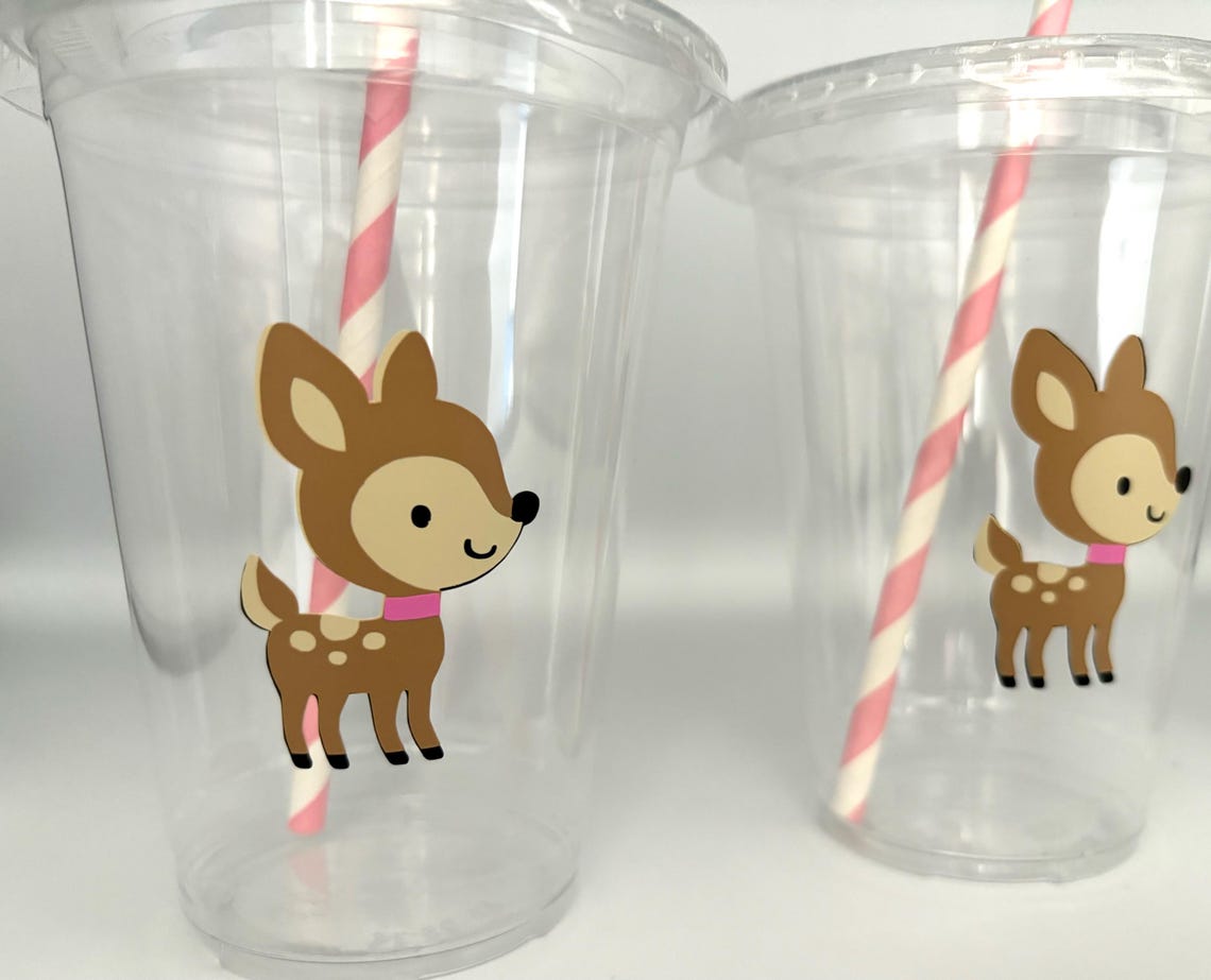 Deer Party Cups, Deer Birthday Party Cups, Deer Baby Shower, Woodland ...