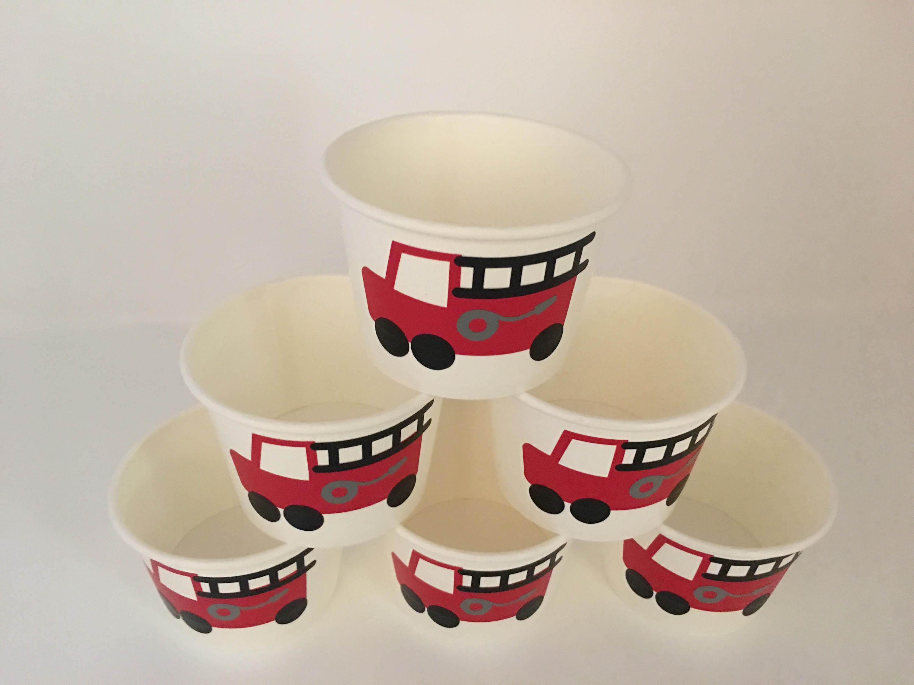 Fireman Party Snack Cups Firetruck Party Cups Fireman - Etsy