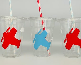 AIRPLANE PARTY CUPS Airplane Cups Airplane Birthday Cups Airplane Party ...