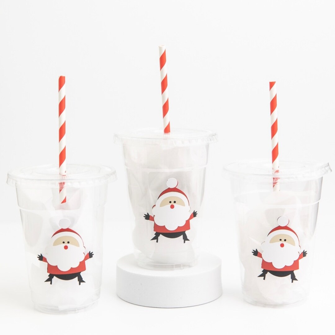 Santa Party Cups Santa Birthday Party Cups Breakfast With - Etsy