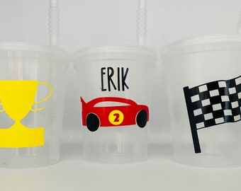 RACING PARTY CUPS Race Car Cups Racing Birthday Cups Racing Birthday ...