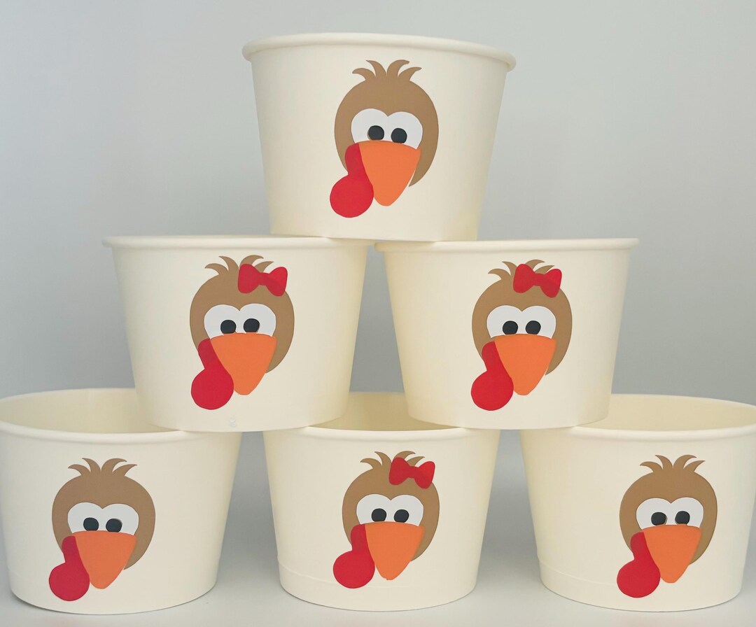 Turkey Party Cups, Thanksgiving Party Snack Cups, Turkey Baby Shower ...