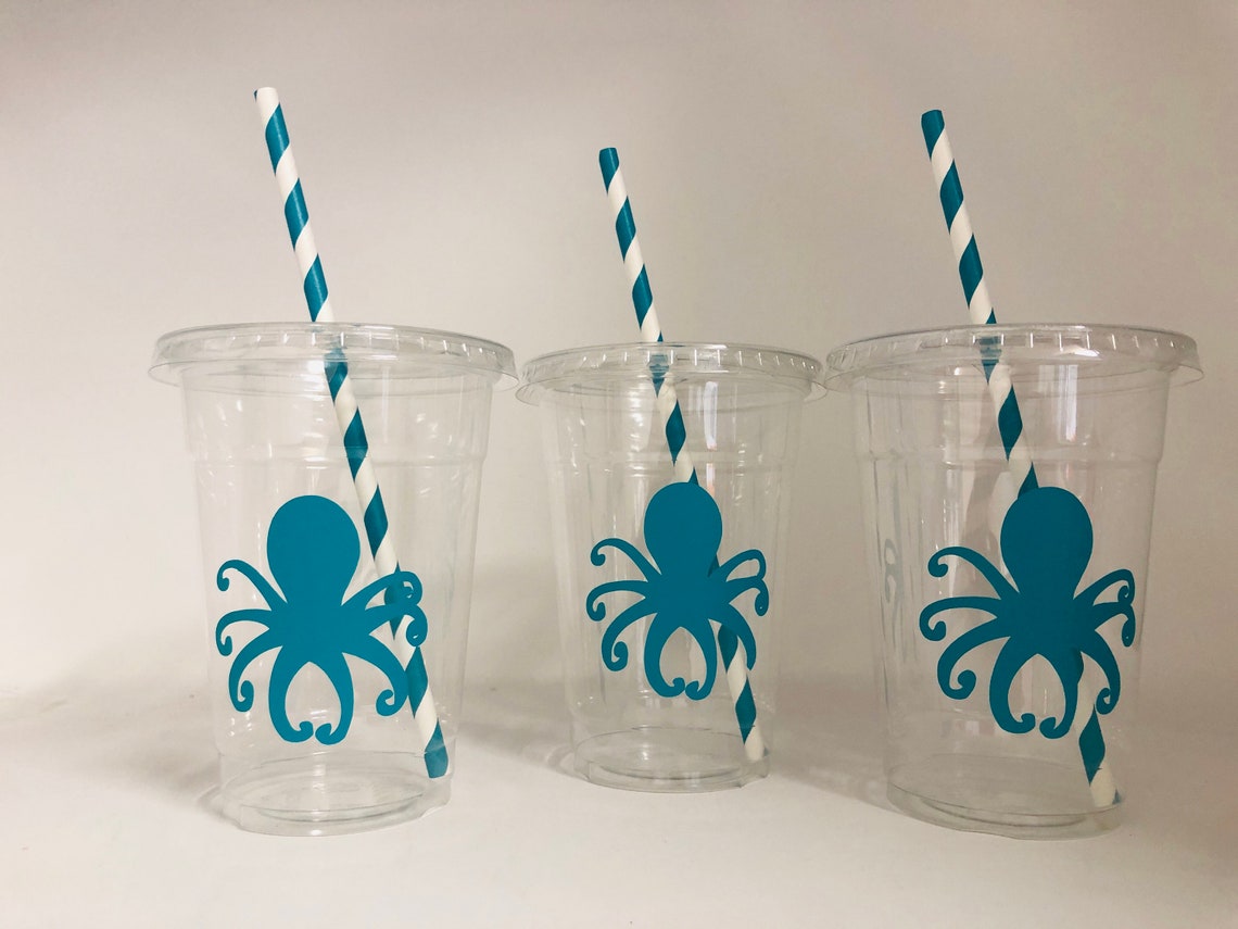 Octopus Party Cups Octopus Birthday Party Cups Under the Sea - Etsy
