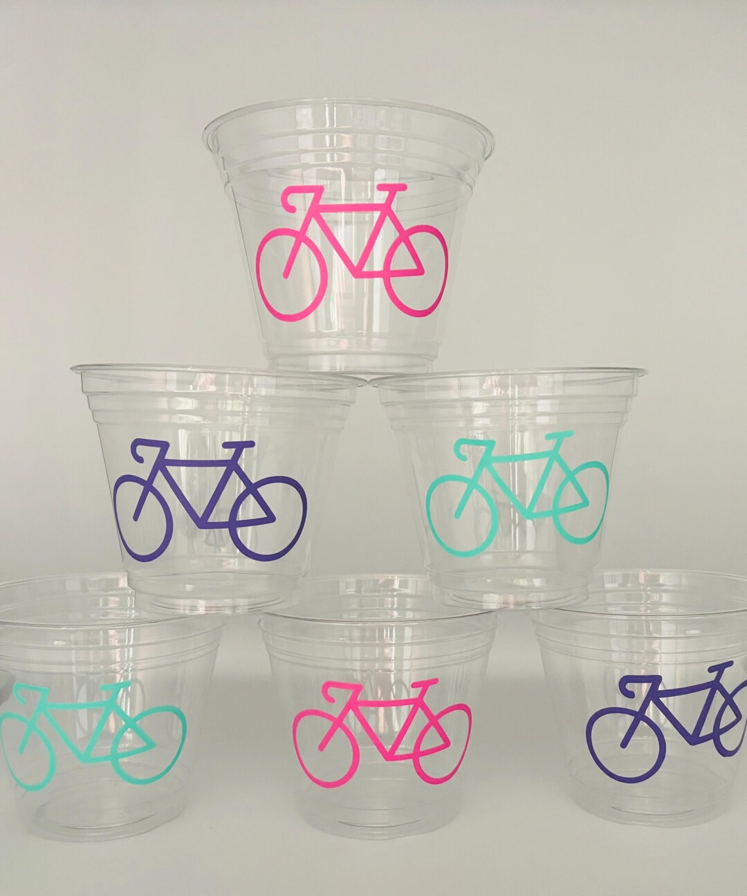 Pink Bike Party Cups, Bicycle Party Cups, Bike Birthday Party Cups ...