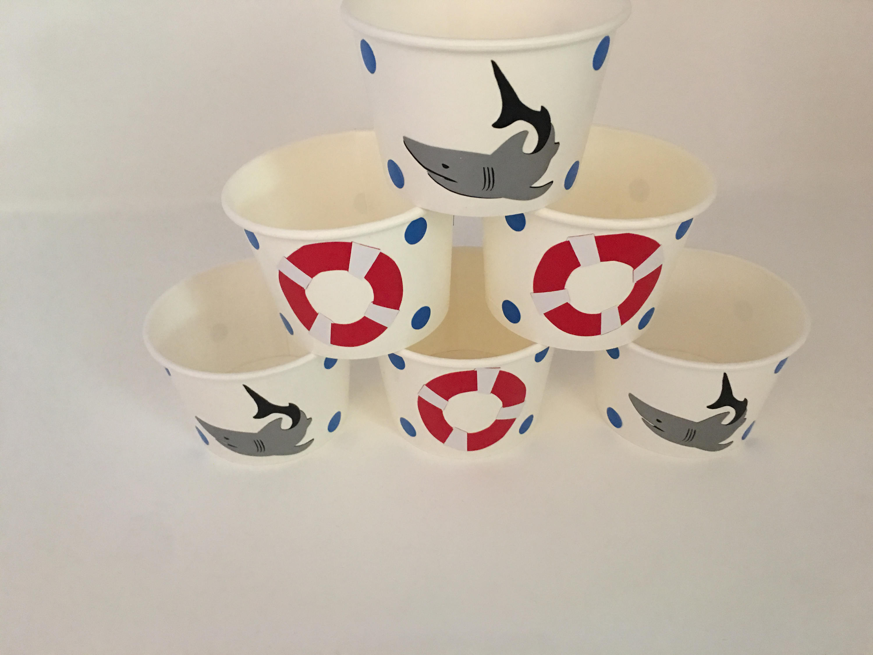 Shark Party Snack Cups Shark Birthday Party Snack Cups Shark | Etsy