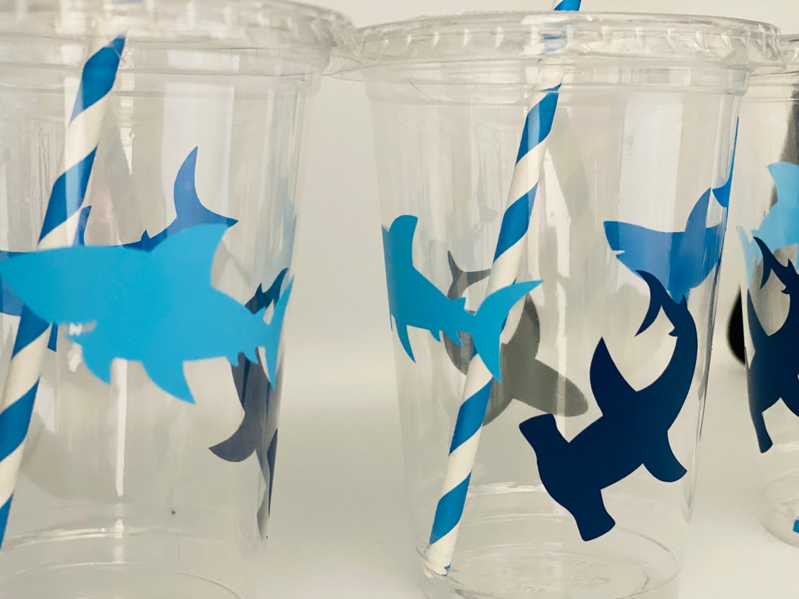 Shark Party Cups, Shark Birthday Party Cups, Ocean Party Cups, Under ...