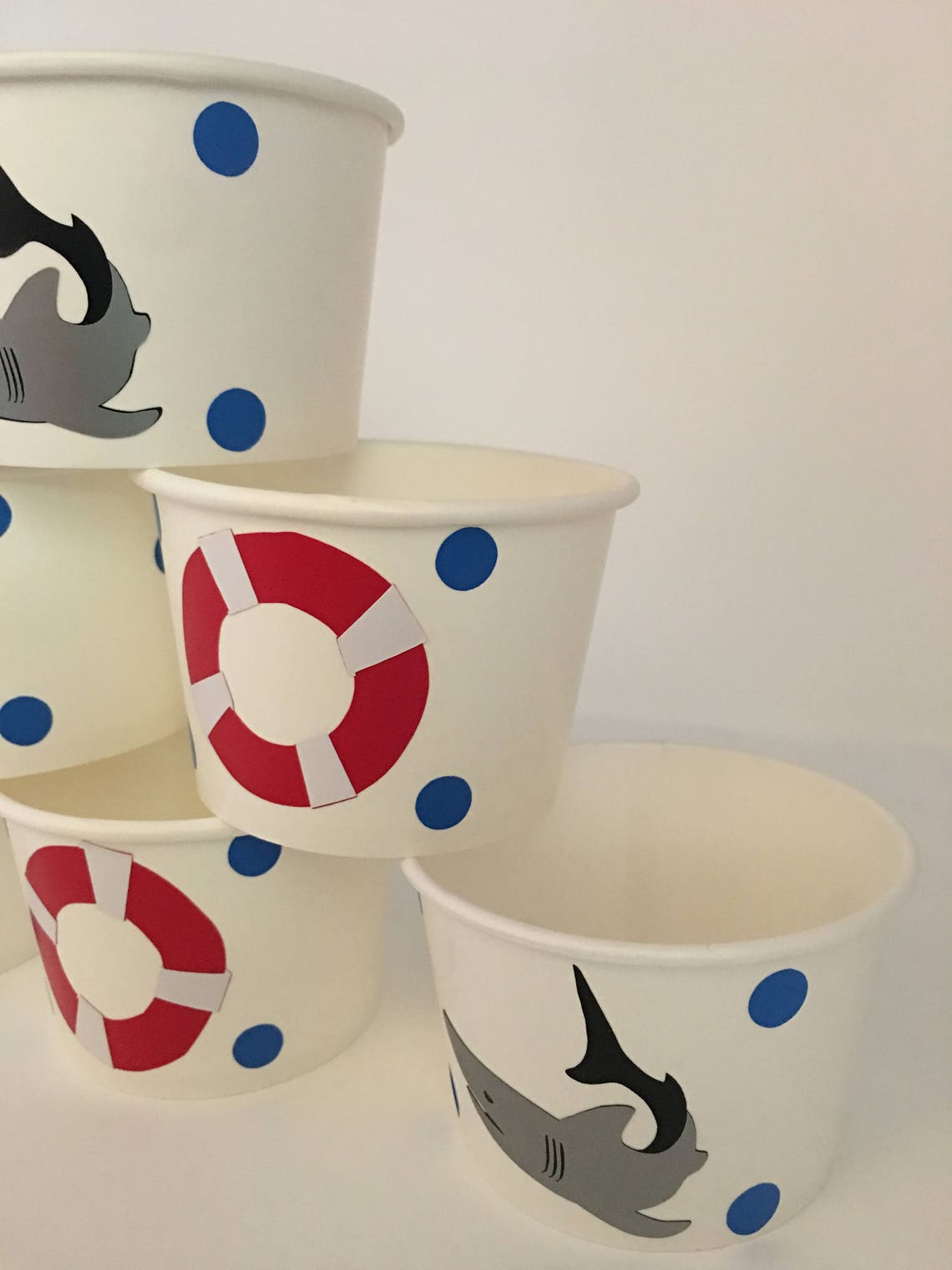 Shark Party Snack Cups Shark Birthday Party Snack Cups Shark | Etsy