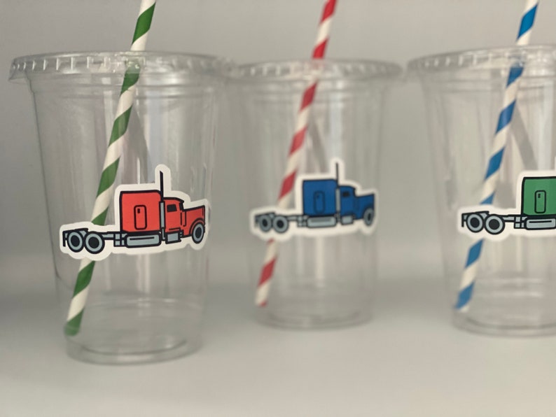 Semi Truck Party Cups Big Rig Party Cups 1st Birthday Work - Etsy