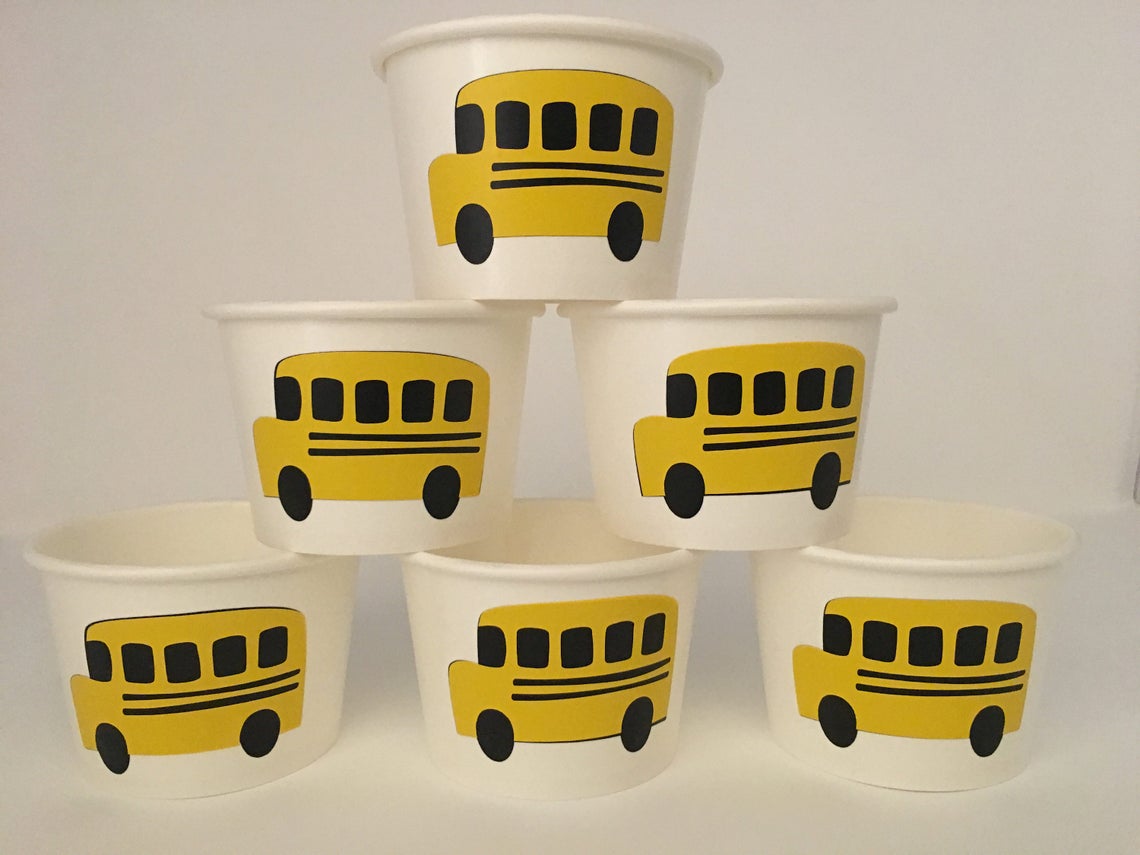 Bus Party Snack Cups Bus Birthday Party Snack Cups School | Etsy