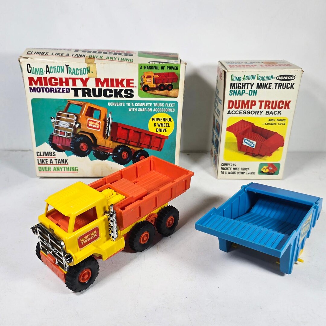Vintage 1967 Remco Mighty Mike Motorized Truck 7000 and Dump Tricl ...