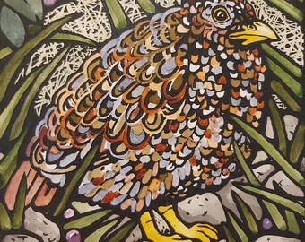 Linocut Print Bird - Etsy