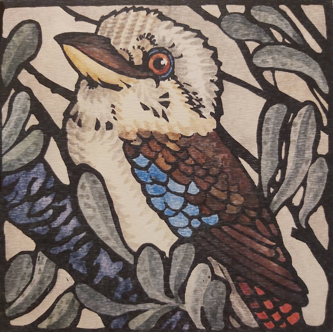 ORIGINAL LINOPRINT LINOCUT Australian Wildlife, Kookaburra, Native ...