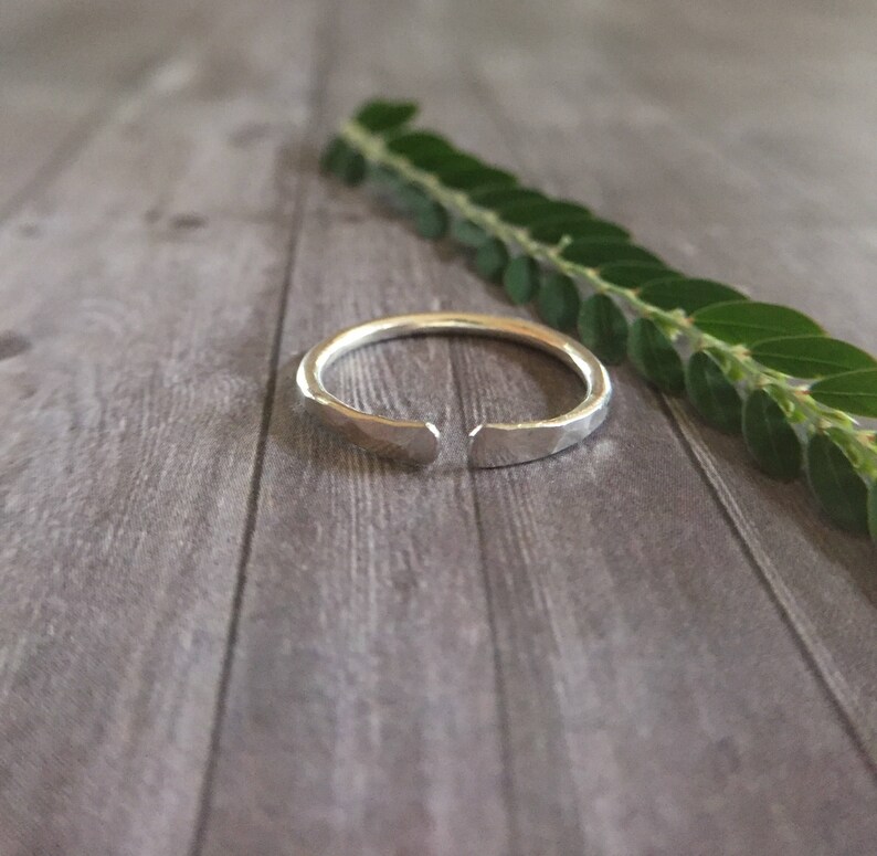 Sterling Silver Ring for Women Hammered Cuff Ring Dainty | Etsy
