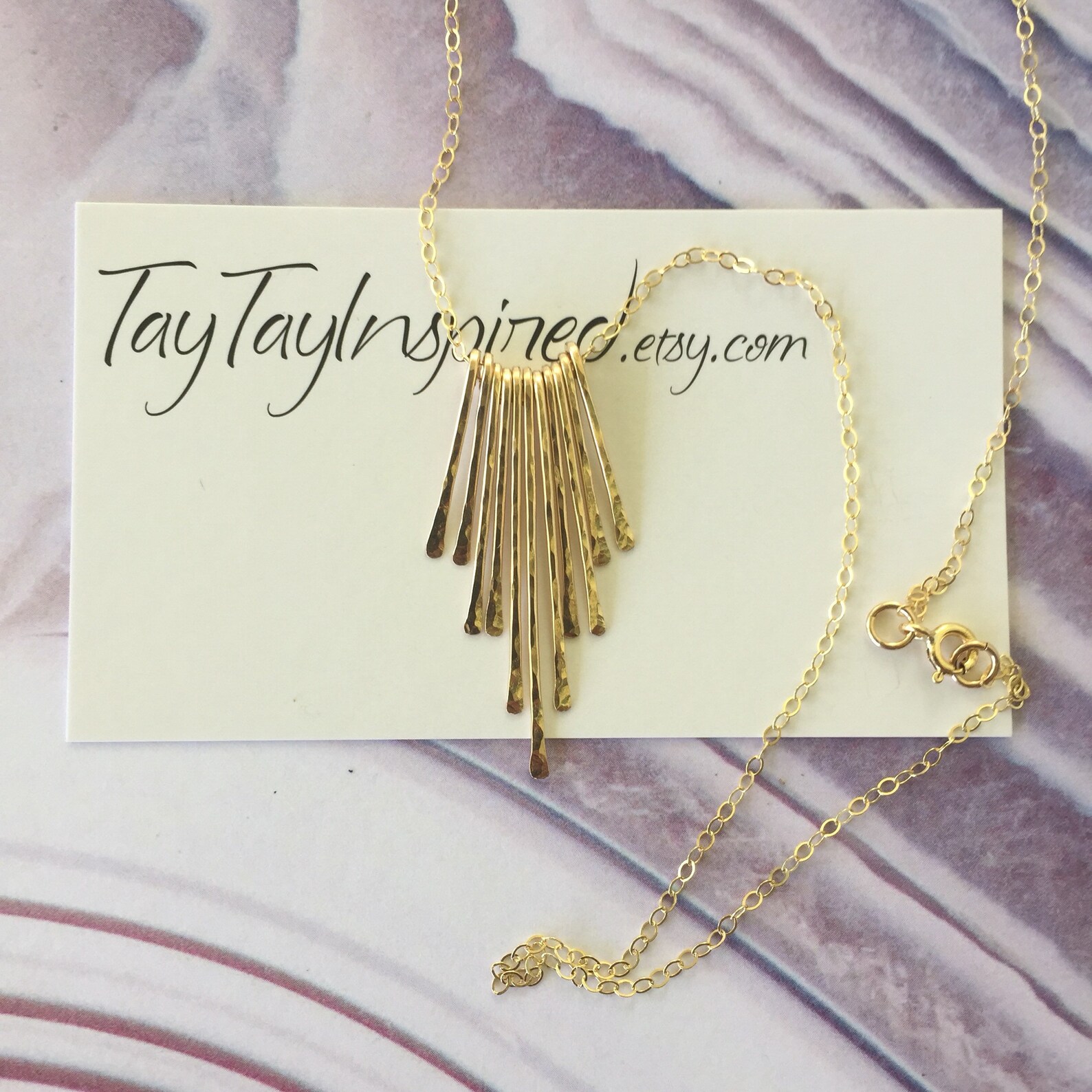 Gold Filled Fringe Necklace Pendant, Delicate Sunburst Necklace ...