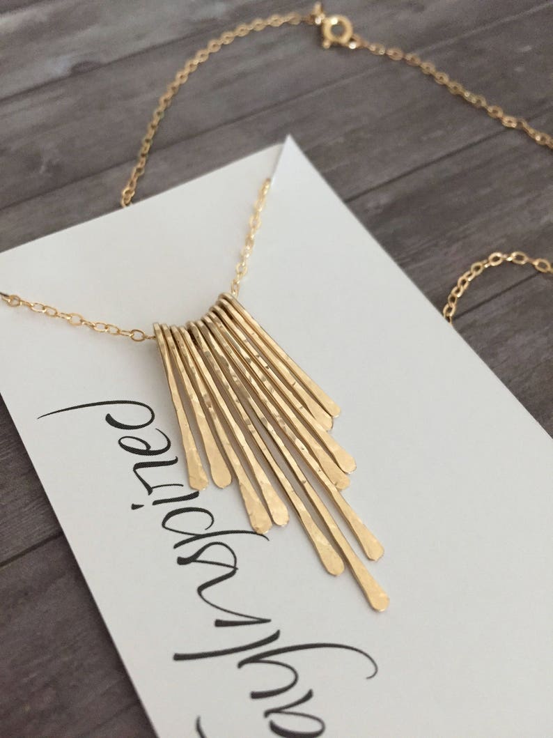 Gold Filled Fringe Necklace Pendant Delicate Sunburst | Etsy