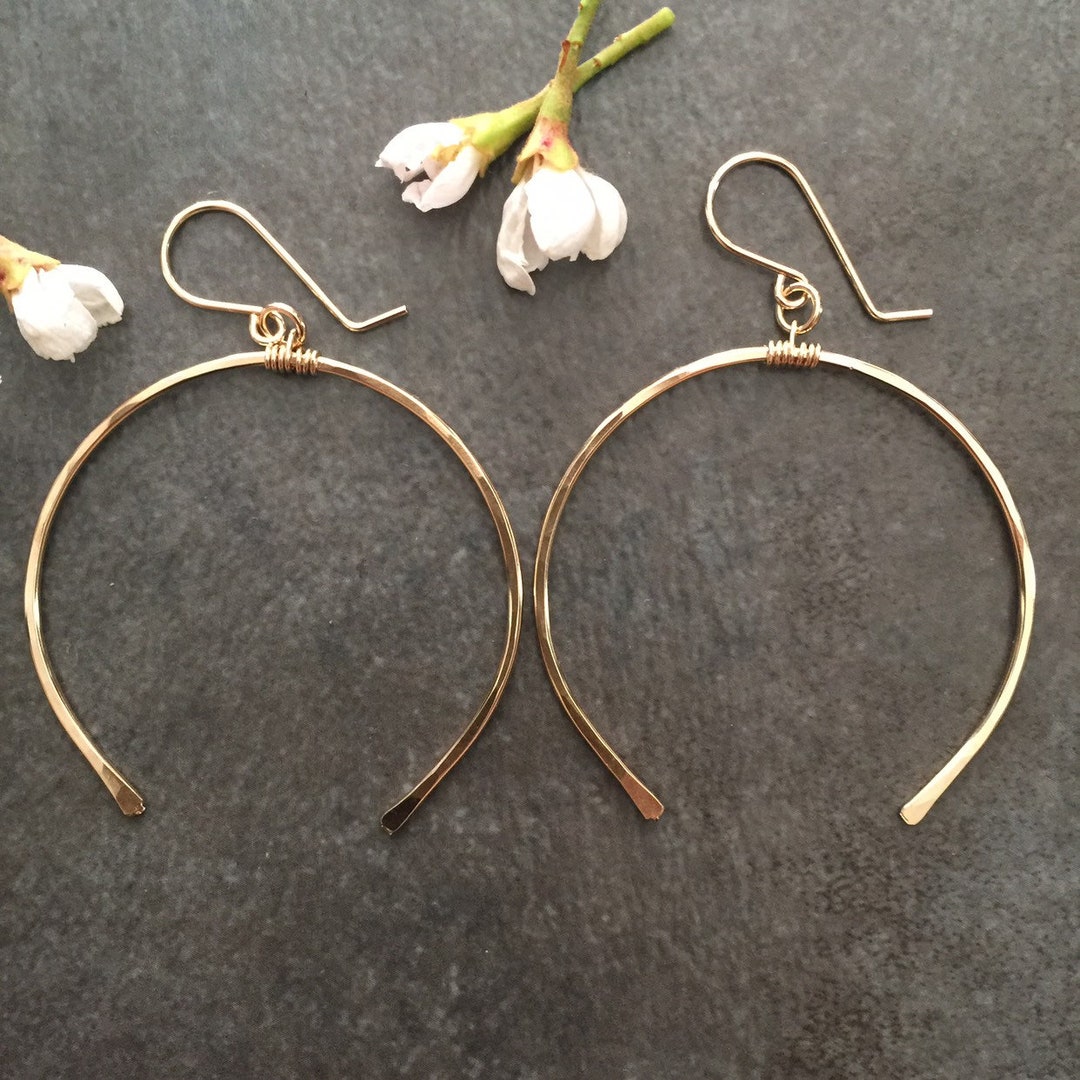 Gold Filled Open Hoop Earrings, Dangle Drop Earrings, Elegant Modern ...