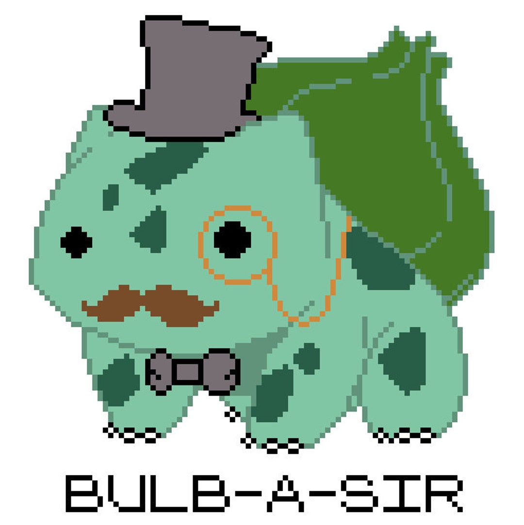 PATTERN Gentleman Pokemon "bulb-a-sir" Bulbasaur (PDF) -- Instant ...