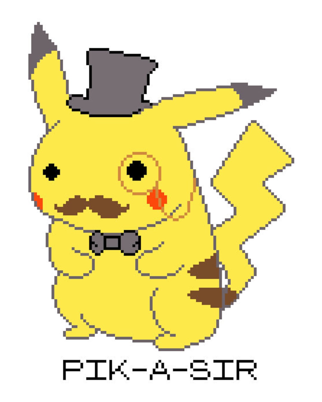 PATTERN Gentleman Pokemon "pik-a-sir" Pikachu (PDF) -- Instant Download ...