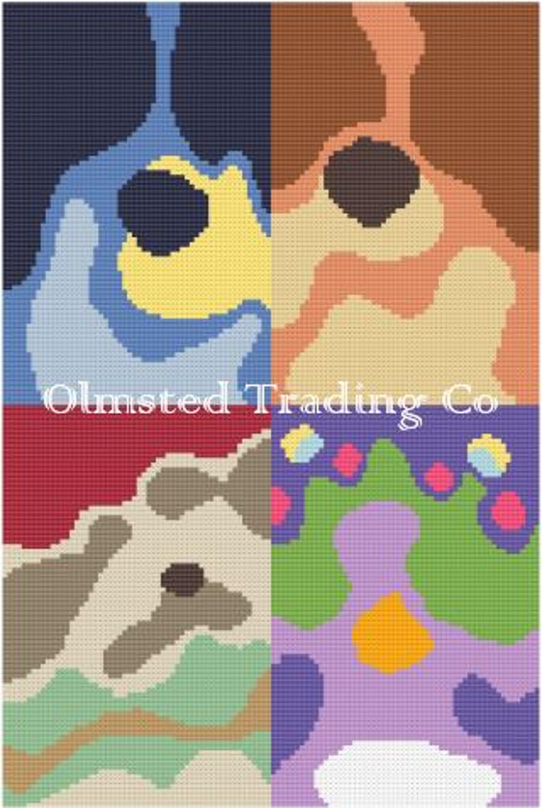 Abstract Blue Dog Cross Stitch Pattern Set - Etsy