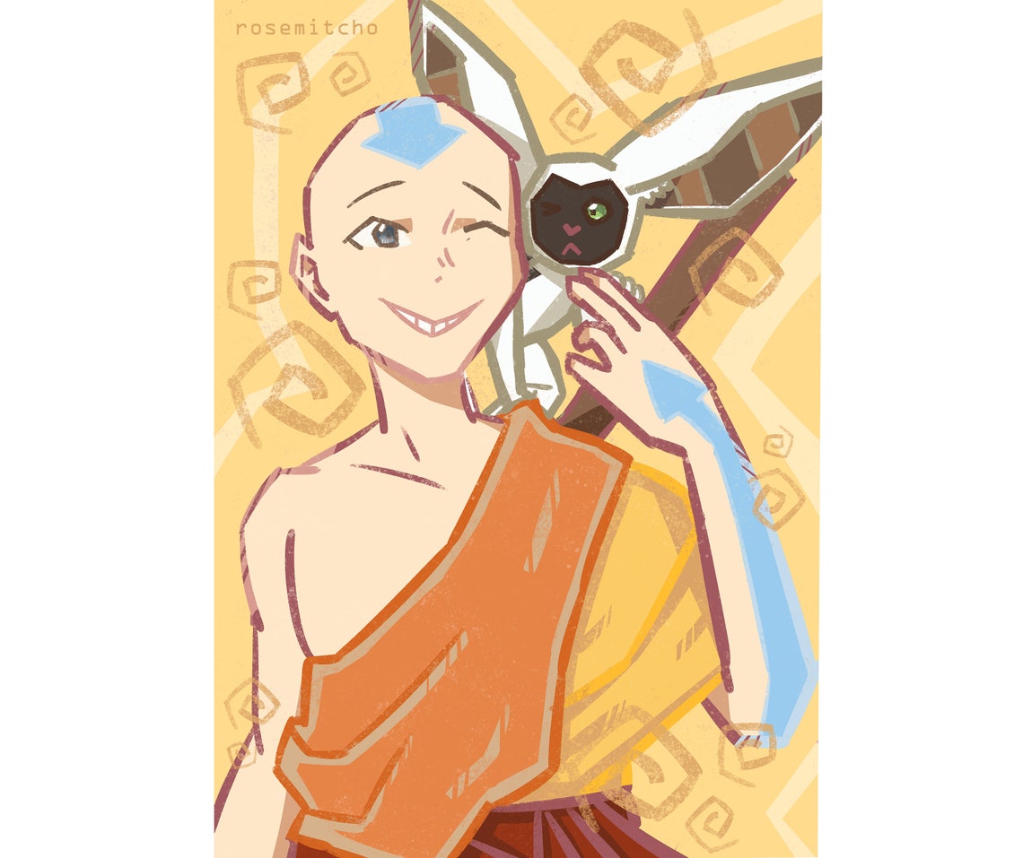 Avatar Aang and Momo A4 Print - Etsy