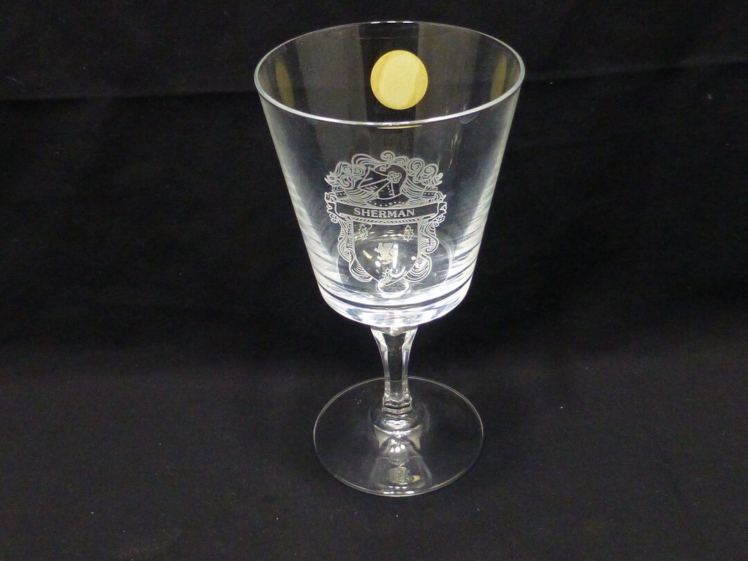France Sherman Coat of Arms Family Crest Goblet Wine Glass Knight ...