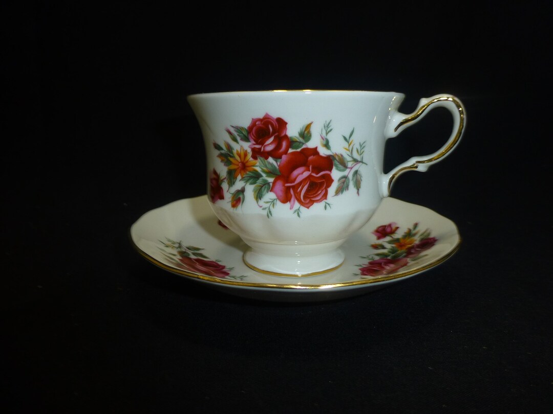 Queen Anne Rose Flower Bone China Cup Saucer Set England - Etsy