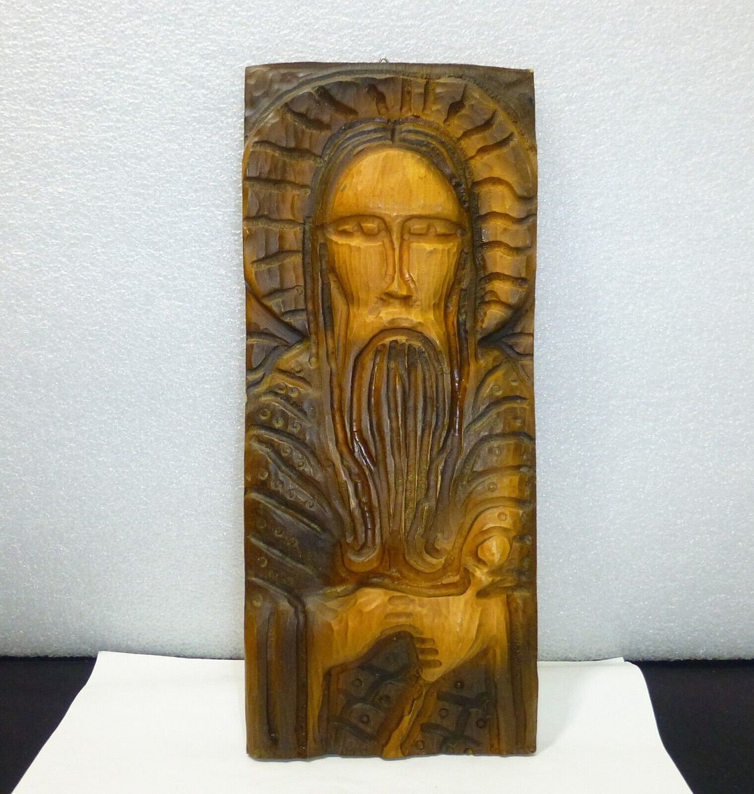 Antique Religious Wood Carving Icon Saint Priest Bishop With Scepter ...