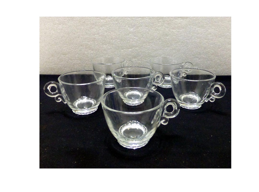 6 Vintage Heisey Lariat Glass Punch Bowl Cups Glasses Set 2 1/4" 4 ...