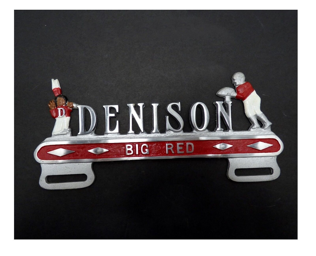 Rare Vintage Denison University License Plate Topper Big Red Football ...