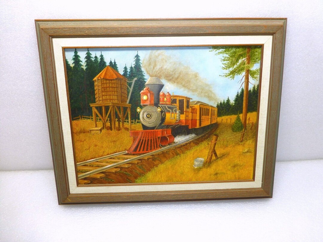 Vintage Frank Freytag Train Engine Locomotive Railroad Painting - Etsy